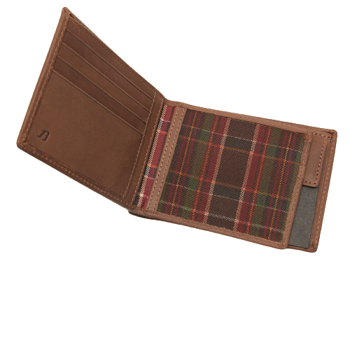 Bata Leather Wallet with Tartan Lining Accessories Wallets